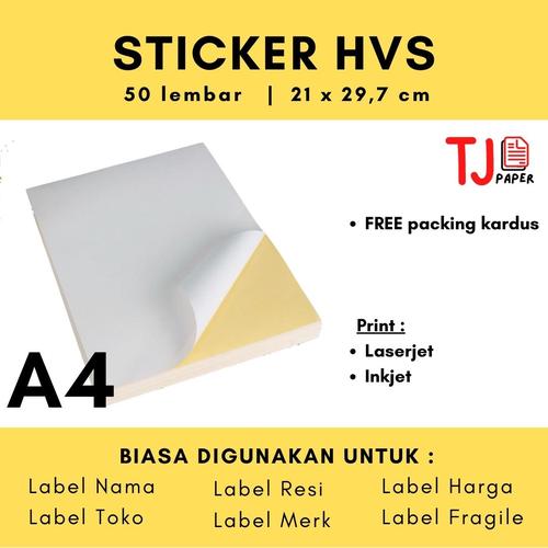 Jual Sticker HVS isi 50 lembar A4 / F4 (Sticker Doff / Sticker Matte ...