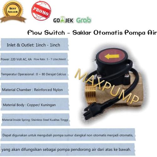 Jual Water Flow Switch 1" - 1" Saklar Otomatis Pompa Air SparePart Flow ...