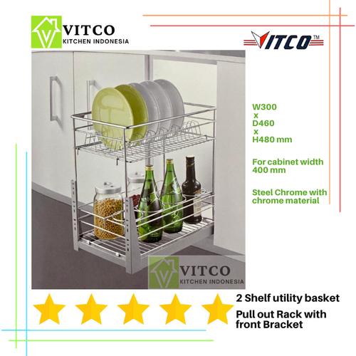 Jual VITCO 2 Shelf Utility Pull out Rack/Rak dapur Piring Botol 400 mm ...