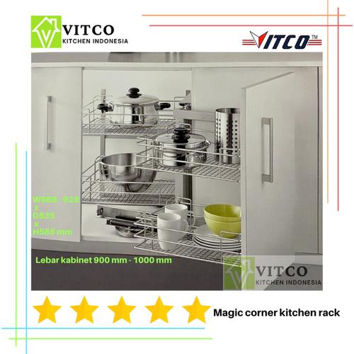 Jual VITCO Magic Corner Kitchen Rack/ Rak Sudut untuk Kabinet 900 - 1000 mm - Steel Kanan ...