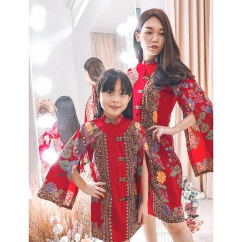Jual COUPLE DRESS BATIK FAMILY MERAH MERAK CANTIK COCOK UNTUK ACARA CNY ...