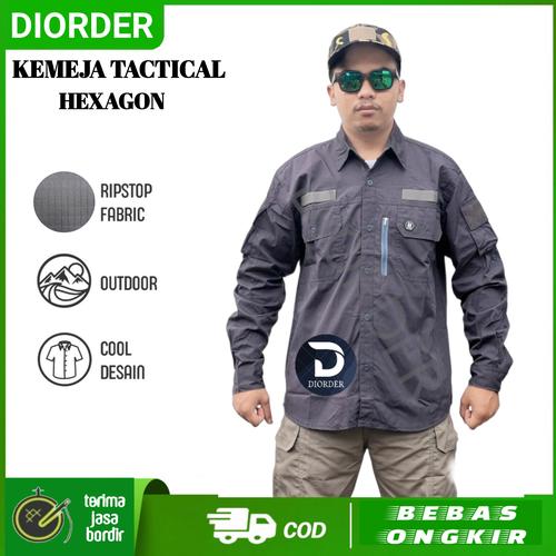 Jual KEMEJA TACTICAL HEXAGON LENGAN PANJANG / KEMEJA TACTICAL LAPANGAN PDL - Abu-abu, XL - Kab ...