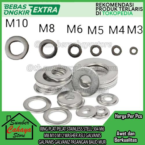 Jual RING PLAT PELAT STAINLESS STELL 304 M6 M8 M10 M12 WASHER ASLI ...