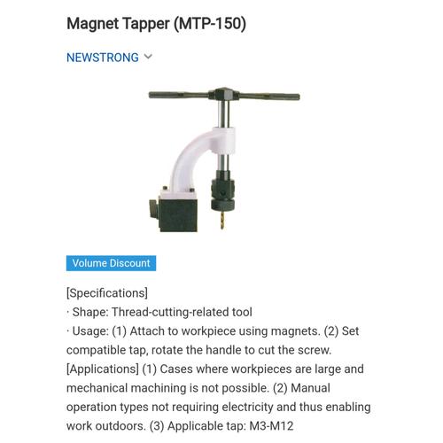 Jual MAGNETIC TAPPING ATTACHMENT M3-M12 TYPE MTP-150 -YEONG YIH TAIWAN ...