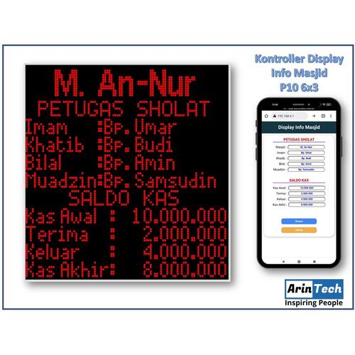 Jual Kontroller Display Info Masjid - Petugas Jumat & Saldo Kas - Panel ...