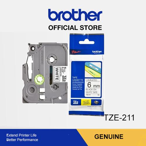Promo Label Tape Cassete Brother Laminated 6mm Black on White TZE-211 ...