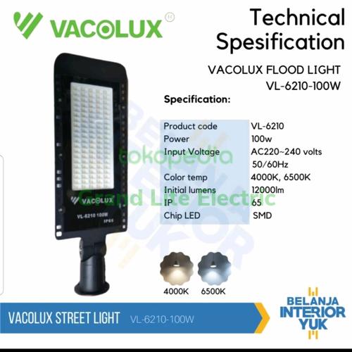 Jual VACOLUX VL-6210 LAMPU JALAN PJU LED 100W 220volt IP65 - Putih ...
