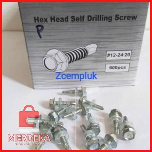 Jual Baru, Sekrup Skrup Hex Head Self Drilling Putih 12x20 600Pcs ...