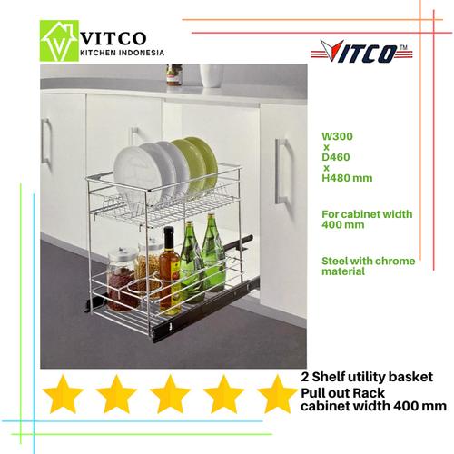 Jual VITCO 2 Shelf Utility Pull out Rack/Rak Tarik Dapur Piring Botol ...