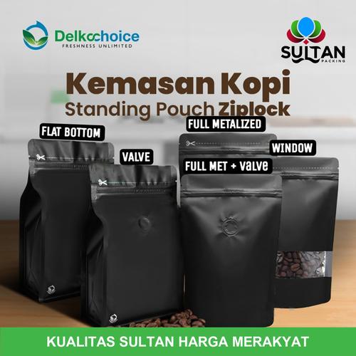 Jual STANDING POUCH ZIP LOCK PLASTIK BUNGKUS KEMASAN KOPI HITAM DOFF ...