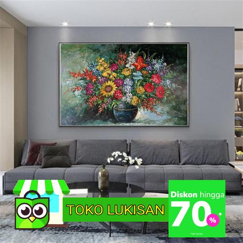Jual Lukisan tekstur bunga klasik ( sudah pakai bingkai) - 80×120 cm ...