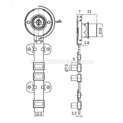 Jual Kunci 3 Laci Sentral Samping Central Lock Side Lemari Locker Huben ...