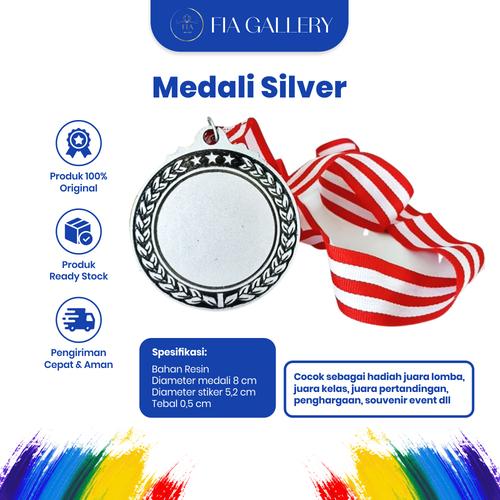 Jual Medali Resin Warna Perak Silver Plus Tali Mendali Penghargaan ...