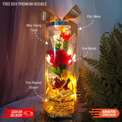 Jual Bloom Box Bentuk Tabung Lampu Mika Buket Bunga Baket Transparan ...