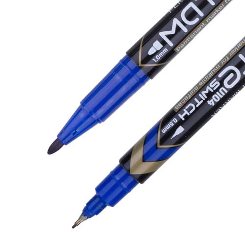 Jual Spidol permanen 2 ukuran 1mm 0,5mm Deli dual tip permanent marker ...