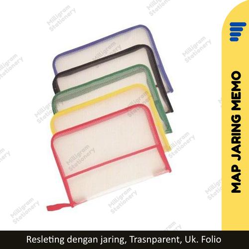 Jual Map Jaring Resleting Zipper Plastik Merk Memo/ Ukuran Folio ...