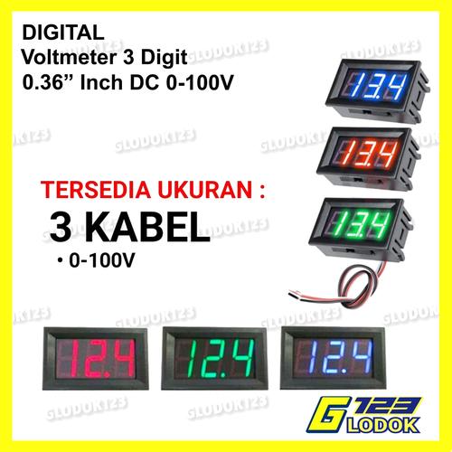 Jual DC Voltmeter 0.36" Inch 0 - 100 V Volt Mini Digital Voltmeter 3 Kabel - Merah 3 Kbl KTK ...