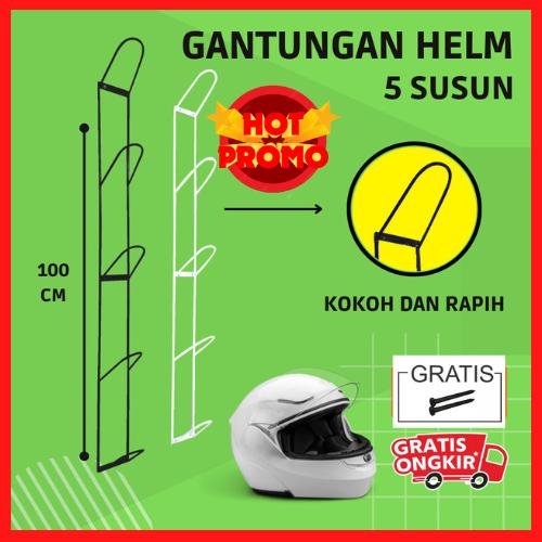 Jual Rak Helm - Tempat Gantungan Helm - Gantungan Helm 5 Susun Hitam Putih - Besi - Kab. Cilacap ...