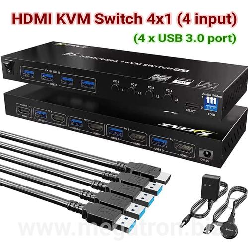 Jual HDMI KVM Switch 4 input - 1 output (4x1) - Support 4 port USB 3.0 - Jakarta Barat ...
