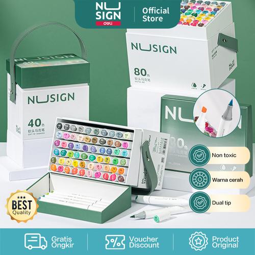 Promo Nusign Sketch Marker/Spidol Sketsa Dual Tip 40 60 80 Warna NS736 ...
