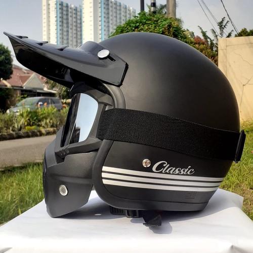 Jual Helm Bogo Retro Classic New Dewasa Pet Panjang+Google Mask Motor ...