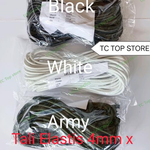 Promo Tali Elastis 4mm (15 meter) / Tali karet / Tali String - White ...