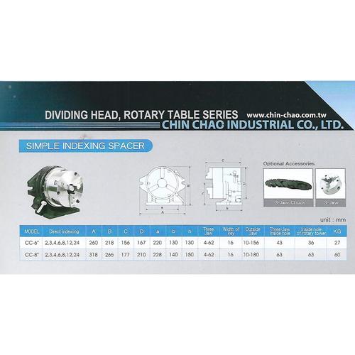 Jual SIMPLE INDEXING SPACER UNIVERSAL DIVIDING HEAD TYPE CC TAIWAN - CC ...