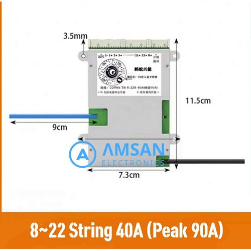 Jual ANT BMS 40A 80A 100A 7S-16S 8S-22S 17-24S Smart BMS Li-Ion LiFePO4 LTO - 8-22S 40A - Kab ...