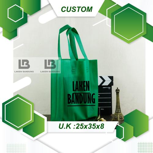 Jual Tas Spundbond uk 25x35x8 Goodybag Laken model TALI sablon tebal ...