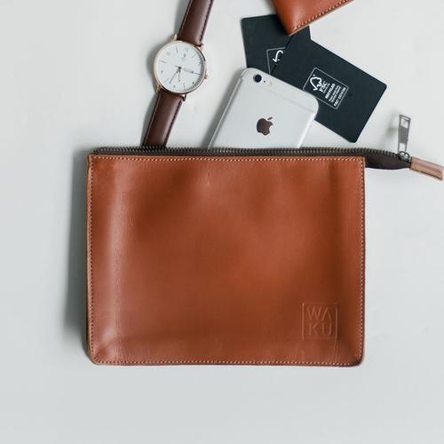 Jual WAKU Handbag Tas Tangan Pouch Kulit Asli Unisex - Nagoya I - Kota ...
