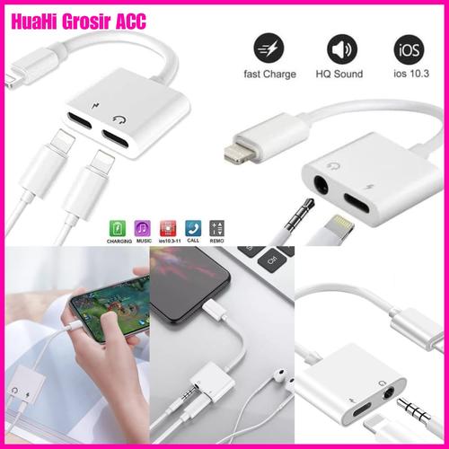 Jual ADAPTER 2IN1 TYPE C TO AUX & LIGHTNING TO AUX KABEL AUDIO SPLITTER - TYPE C AUX - Jakarta ...