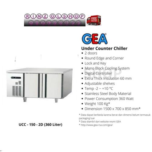 Promo UNDER COUNTER CHILLER GEA UCC-150-2D STAINLESS 2 DOOR UCC1502D ...
