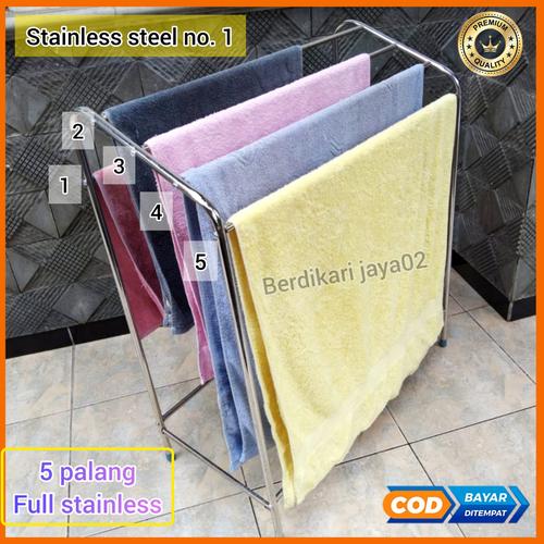Jual jemuran handuk stainless 5 palang / kuat & kokoh - besi putih ...