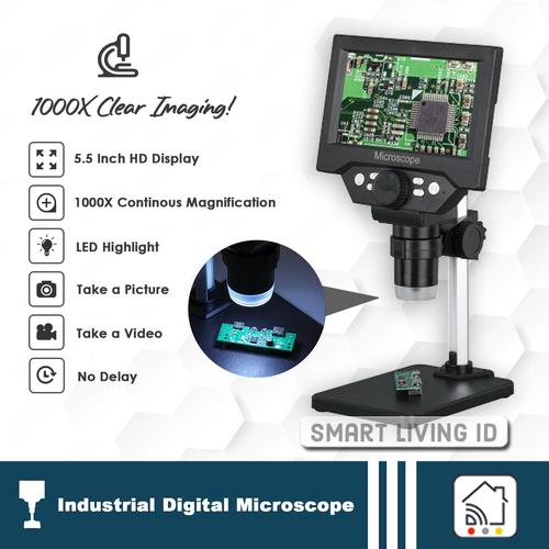 Jual Industrial Mikroskop Digital Microscope 10MP 1000X 5.5 Inch LCD ...