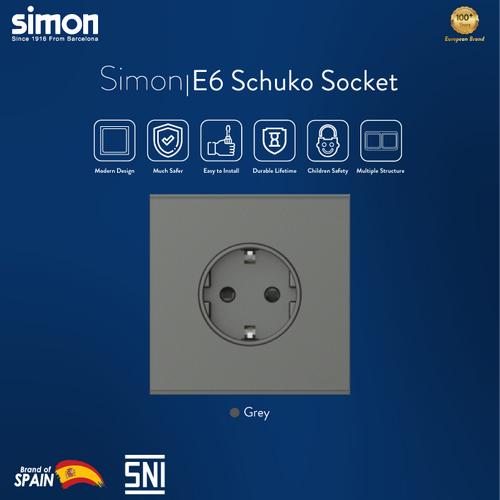 Promo Stop Kontak E6 Schuko Socket - Grey - Jakarta Barat - Simon Official Store | Tokopedia