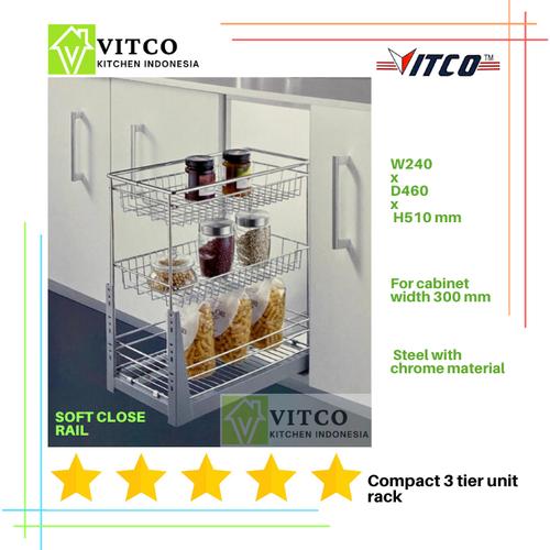 Jual VITCO Compact 3 Tier Unit Rack 300 mm/ Rak Tarik serbaguna Soft ...