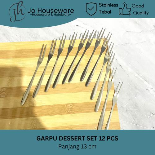 Jual Garpu dessert stainless polos/Garpu buah atau kue tebal set 12pcs ...