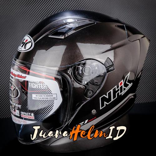 Promo NHK HELM R1 MAX SOLID / GUN METAL GLOSSY / DOUBLE VISOR - M ...