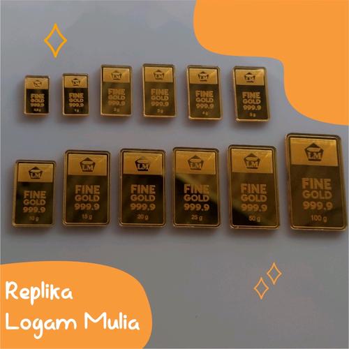 Jual (15g - 100g) REPLIKA LOGAM MULIA / DEKORASI MAHAR / EMAS ANTAM ...