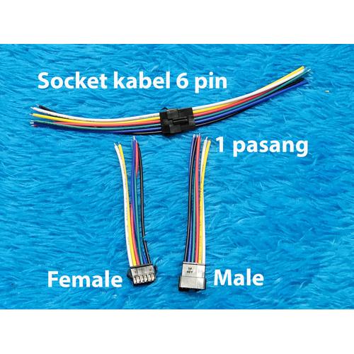 Jual Socket kabel 6 pin ( male + female ) 21cm - sambungan kabel ...