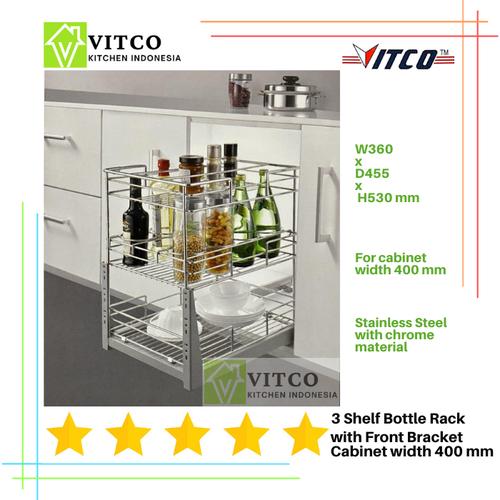 Jual VITCO 3 Shelf Bottle Kitchen Rack 400 mm / Rak Piring Botol 3 ...