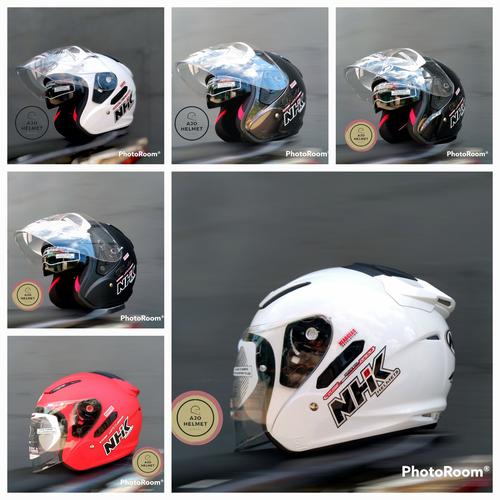 Jual Helm NHK R1 SOLID/ POLOS DOBLE VISOR ORIGINAL - hitam dop, M ...