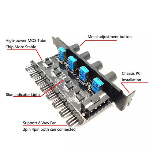 Jual Fan Hub Speed Controller 8 port PWM 4pin 3pin Power MOLEX 8 KNOB ...