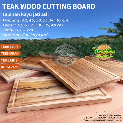 Jual Nampan kayu jati line edge 60x40x2cm talenan kayu jati Cutting ...