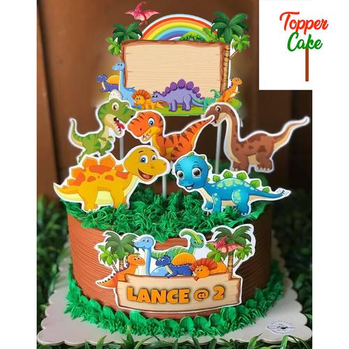 Jual Topper Cake Dinosaurus Kartun gratis tambah nama, usia dan foto ...
