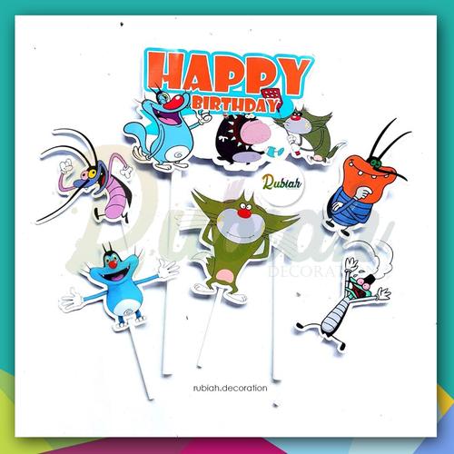 Jual Custom Topper Cake Nama / Foto karakter Oggy and the Cockroaches 1 ...