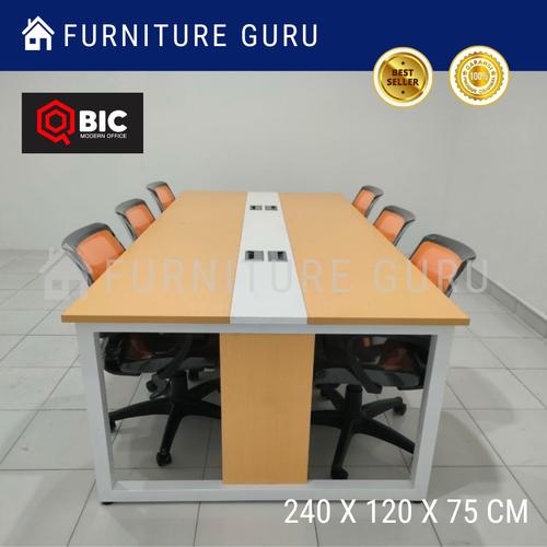 Jual Meja Rapat 240cm Meja Meeting Minimalis + Colokan Listrik QBIC ...