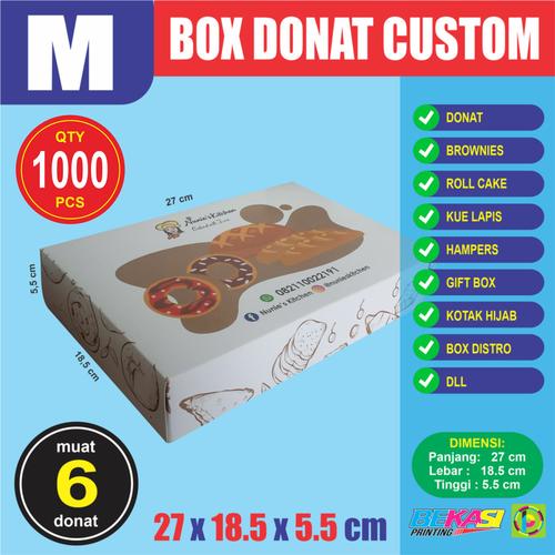 Jual Cetak Dus Donuts Box Kotak Kemasan Donat 1/2 lusin 27x18,5x5,5 cm ...