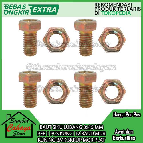 Promo BAUT SIKU LUBANG 8x15 MM PER 1 PCS KUNCI 12 BAUD MUR BESI KUNING BMK - Kota Palembang ...