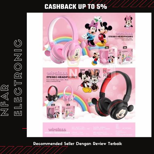 Jual Headset Bando Bluetooth Wireless Mickey Mouse Headphone Anak Lucu ...